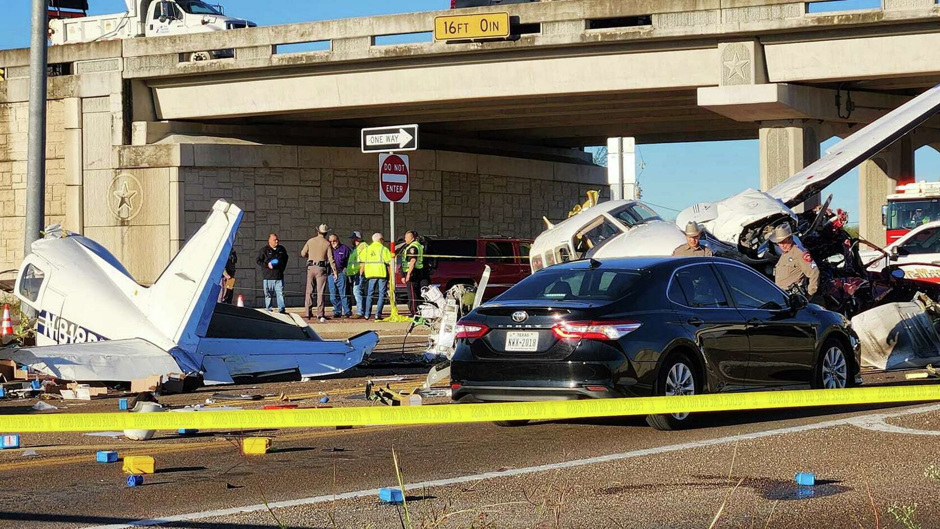 Highway Traffic Disrupted As Small Plane Split in Two While Crashing ...
